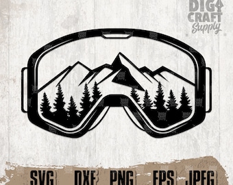 Snow Goggle Svg Ski Goggles Clipart Mountain Scene Cut File Skiing ...