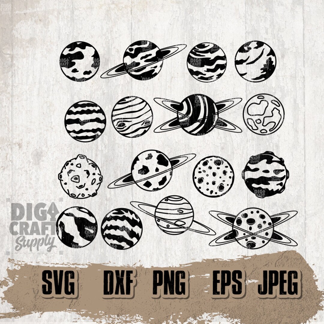 16 Planets Svg, Planet Bundle Svg, Planet Png, Planet Cutfile, Planet ...