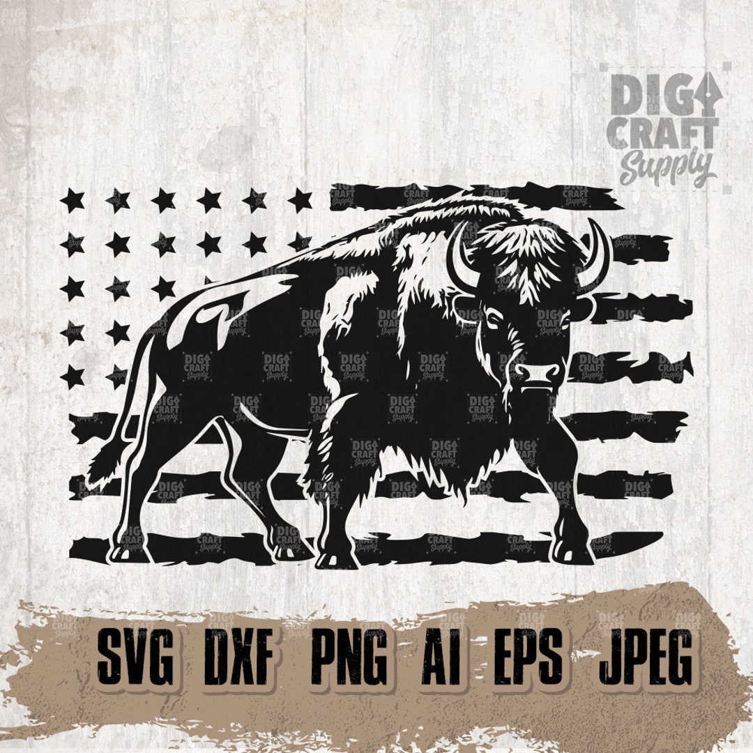 US Buffalo Svg, Angry Bull Clipart, USA Wildlife Cutfile, Western Shirt ...