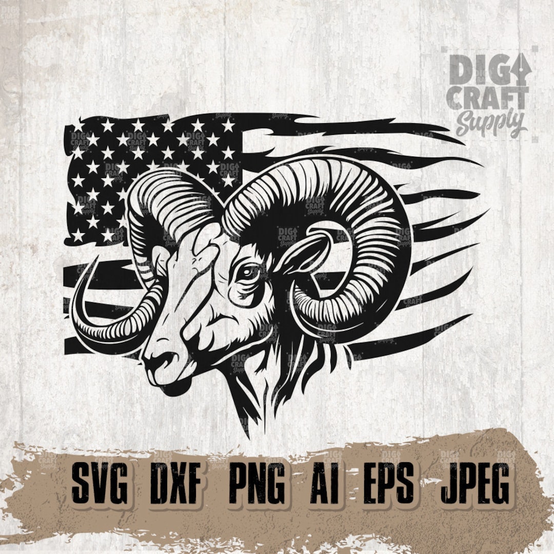 US Flag Ram Svg, Bull Clipart, Western Cutfile, Dessert Animal Stencil ...