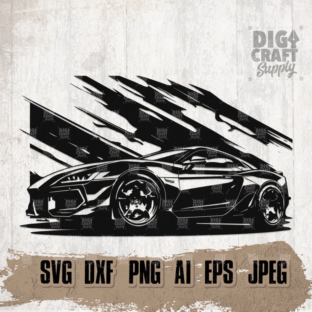 Sports Car Svg, Racer Dad Clipart, Racing Vehicle Stencil, Muscle Car ...
