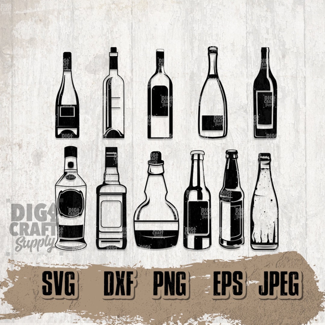 11 Alcohol Bottles Svg, Bundle Svg, Alcohol Bundle Svg, Alcohol Clipart ...