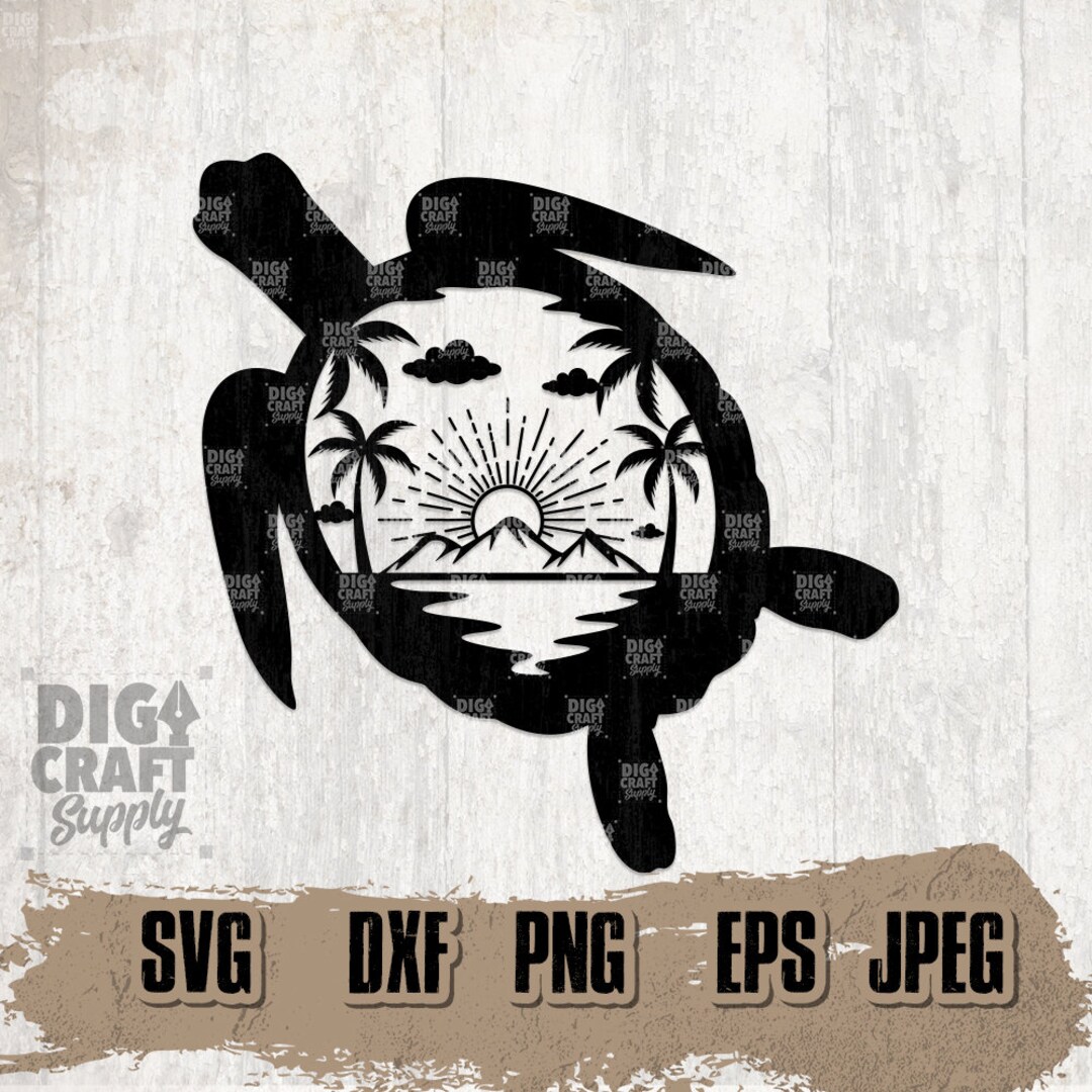 Sea Turtle Beach Scene Svg, Sea Turtle Svg, Turtle Clipart, Turtle ...