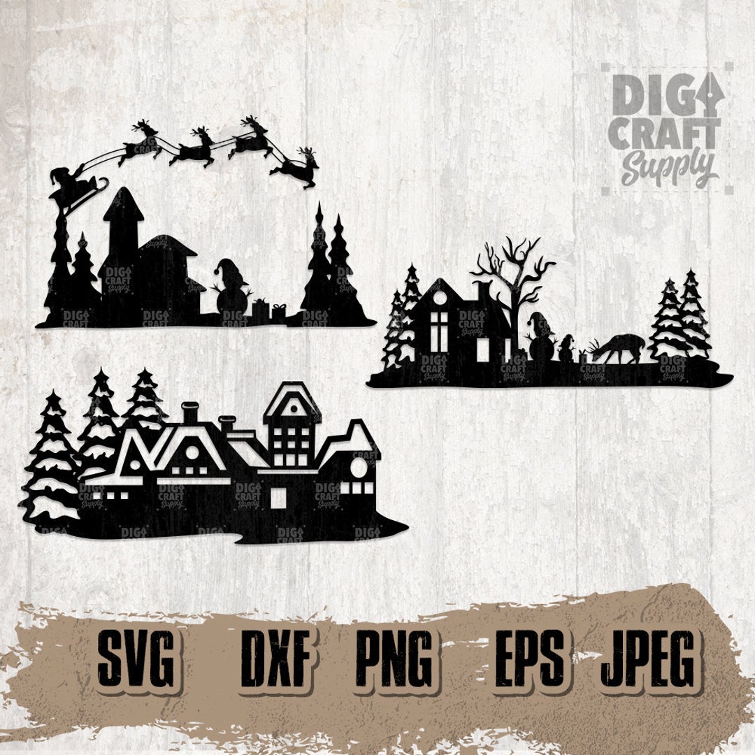 3 Christmas Scene SVG Bundle, Christmas Svg, Christmas Bundle Svg ...