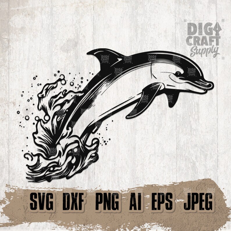 Dolphin Jumping Svg Water Animal Clipart Whale Splash - Etsy