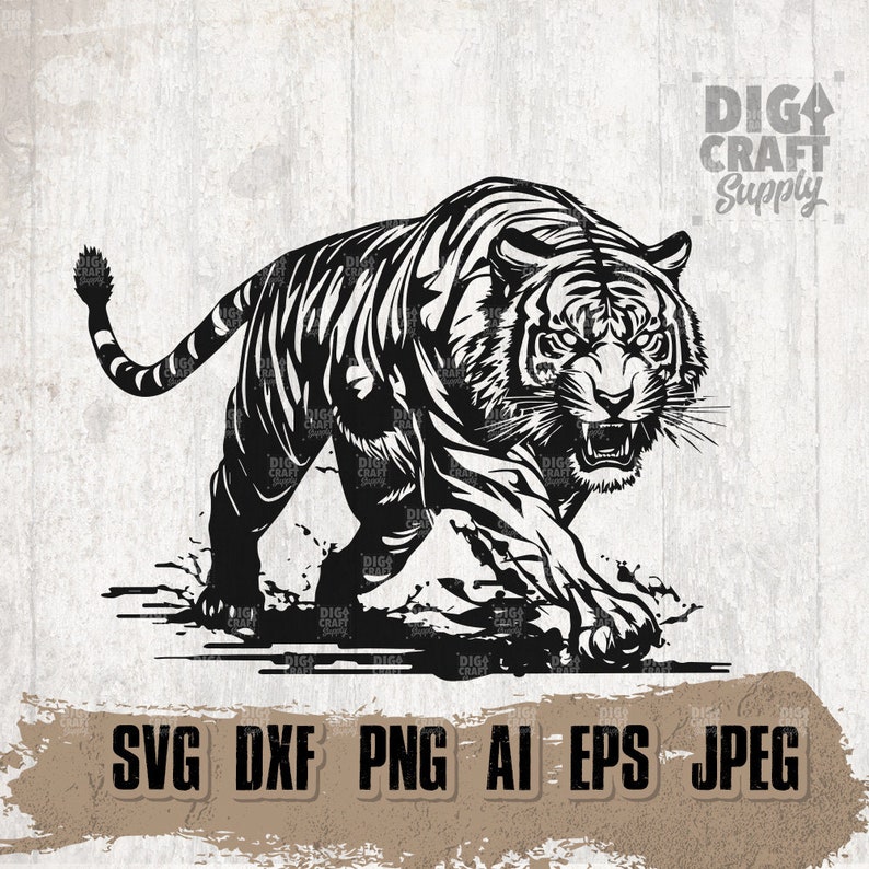 Tiger Svg Wild Big Cat Cutfile Angry Roar Stencil Safari - Etsy