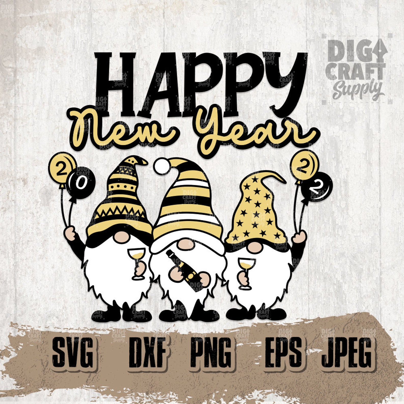 Happy New Year Gnome Svg Gnomes Clipart Happy New Year Svg - Etsy
