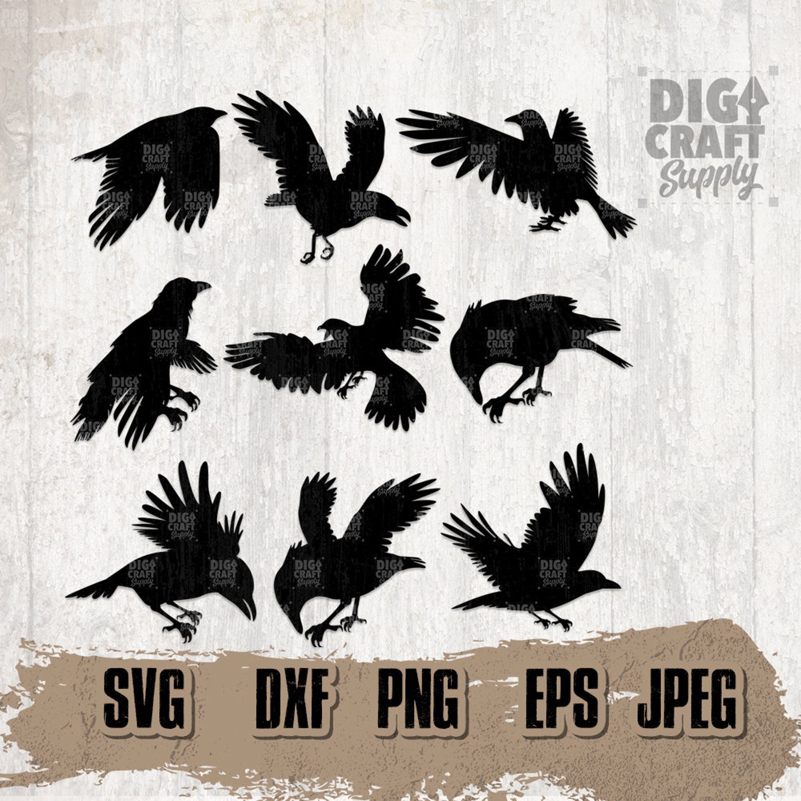 9 Crow Bundle Svg Halloween Svg Crow Cutfile Crow Clipart - Etsy