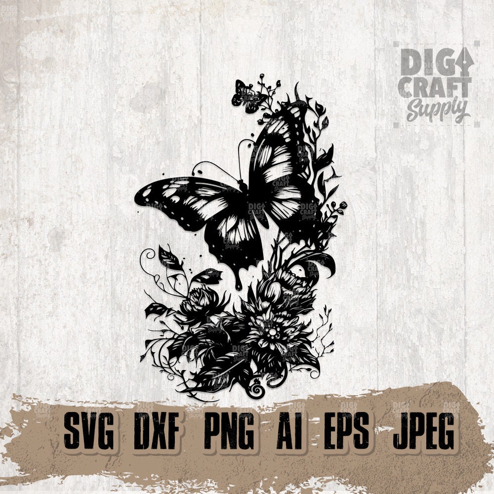 Floral Butterfly Svg Flower Animal Clipart Flying Insect - Etsy