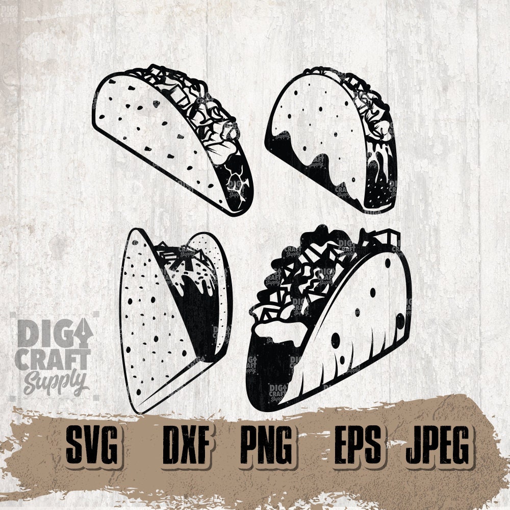 4 Tacos Svg Taco Svg Taco Clipart Taco Food Logo Svg Taco | Etsy