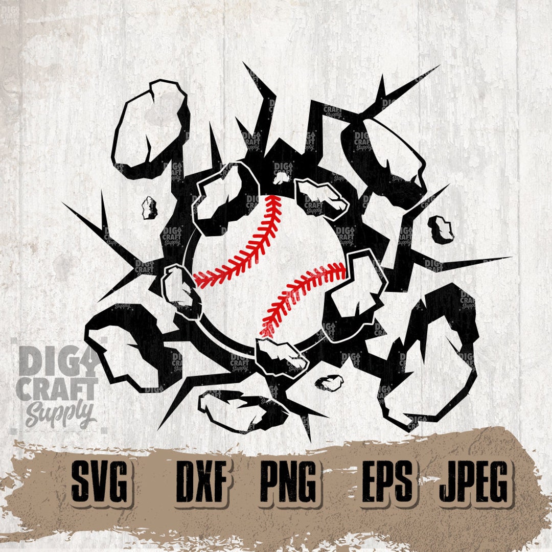 Smashing Wall Baseball Digital Downloads, Baseball Svg, Baseball ...