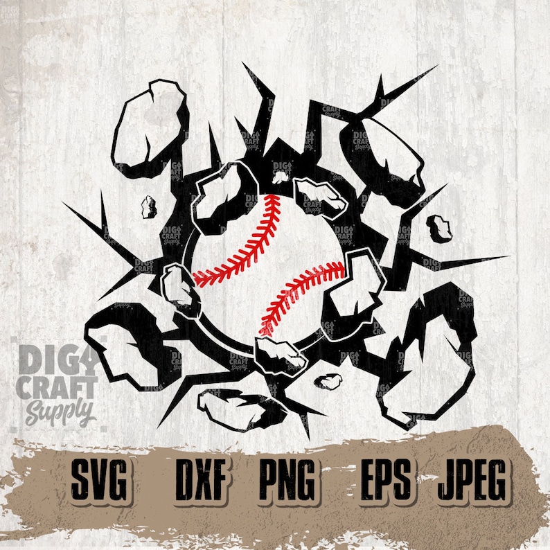 Smashing Wall Baseball Digital Downloads, Baseball Svg, Baseball ...