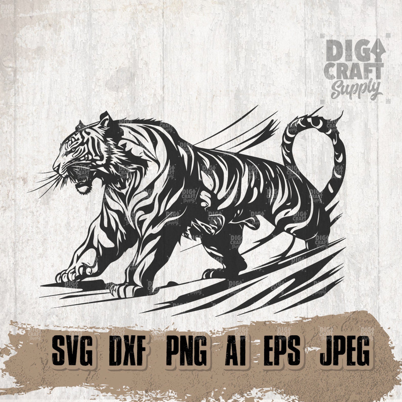 Tiger Svg Wild Big Cat Cutfile Angry Roar Stencil Safari - Etsy