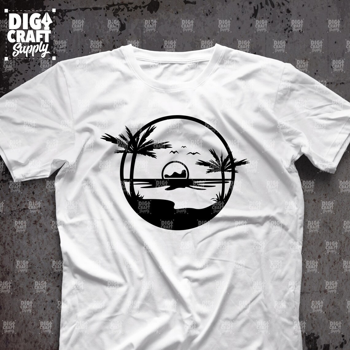 Sunset Beach #3 Digital Downloads, Sunset Svg, Sunset Stencil, Beach ...