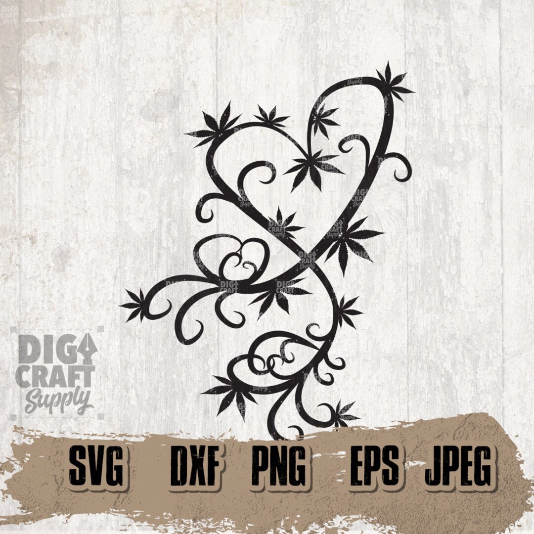 Weed Heart Svg 2, Weed Heart Png, Weed Clipart, Weed Cutfile, Joint Svg ...