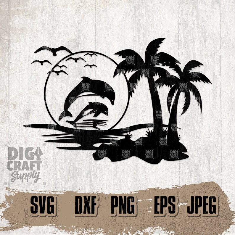 Dolphin Scene Sunset Svg Sunset Svg Island Vibes Svg Summer - Etsy