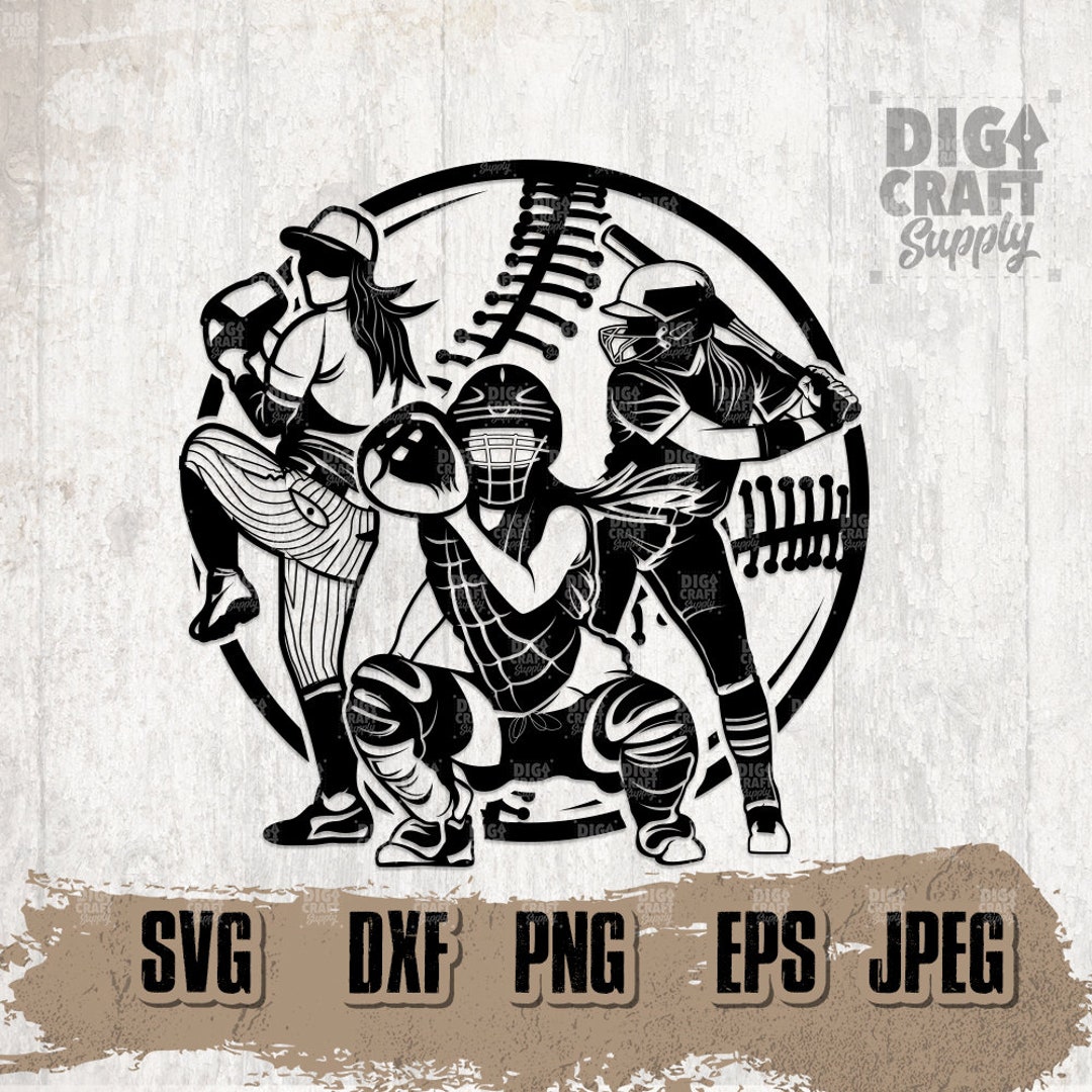 Softball Players Svg, Softball Team Svg, Softball Fans Svg, Softball ...