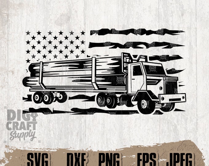 Logging Truck Svg & PNG File Graphic, Logger Rig Truck Vector Clipart ...