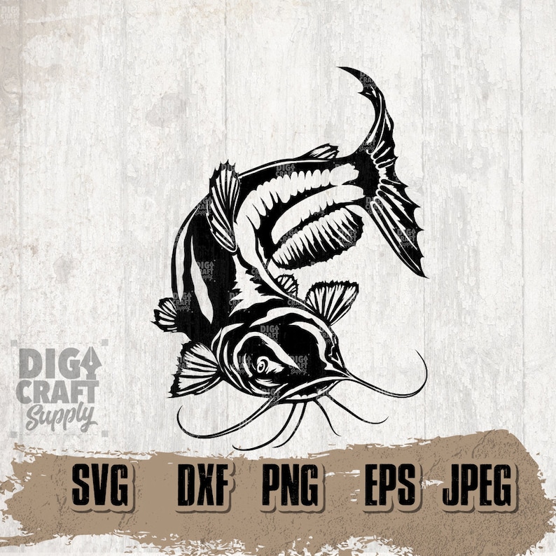 Catfish 4 Digital File, Catfish Svg, Catfish Cut Files, Catfish Clipart ...