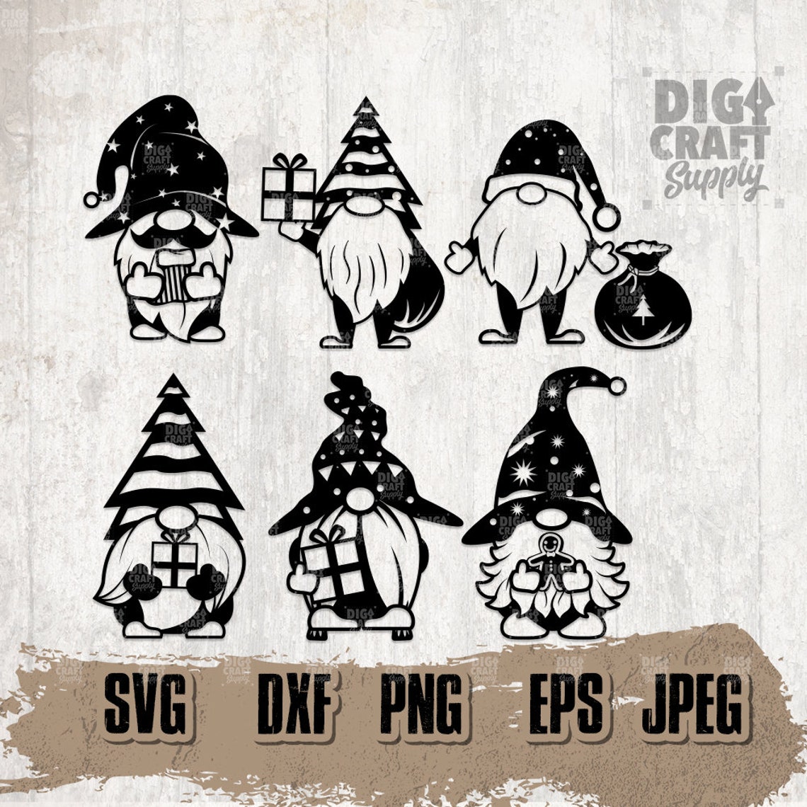 6 Christmas Gnomes Svg Gnomes Clipart Gnomes Cutfile - Etsy