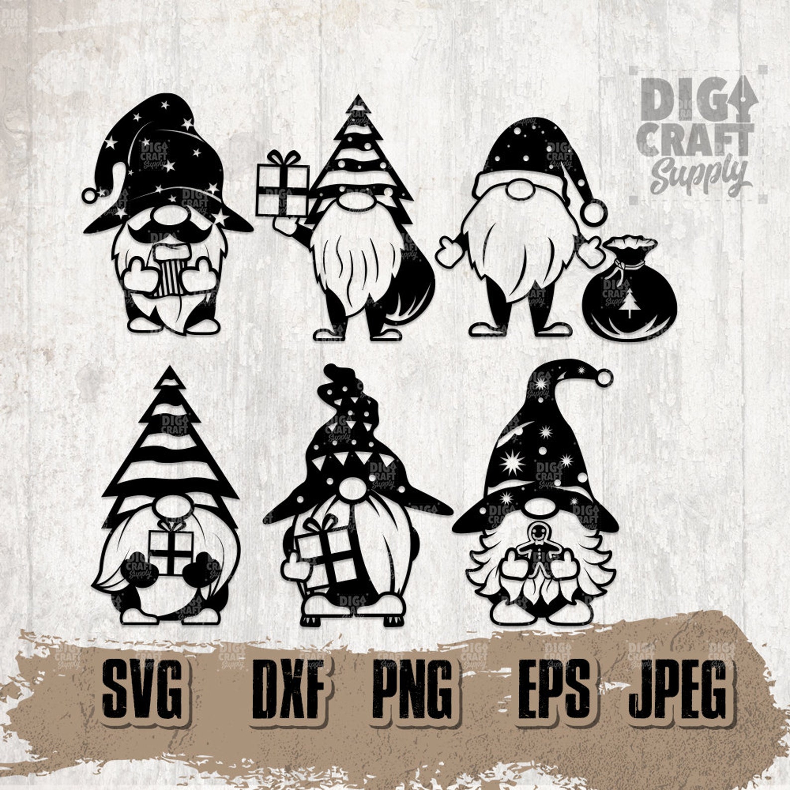 6 Christmas Gnomes Svg Gnomes Clipart Gnomes Cutfile - Etsy
