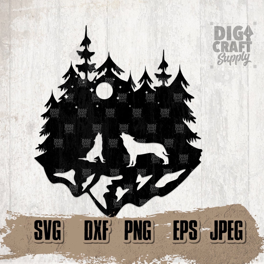Wolf Scene Howling Svg, Wolf Svg, Howling Wolf Svg, Outdoor Svg ...