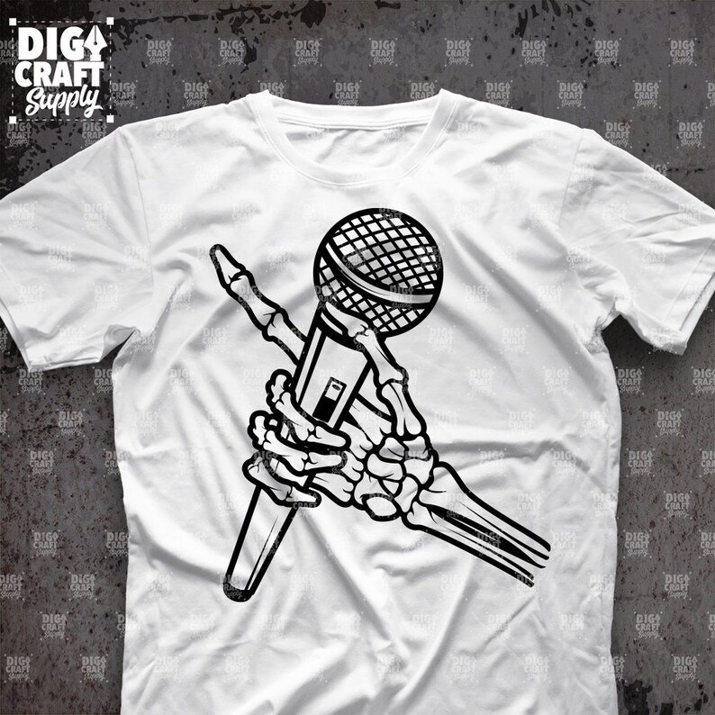 Skeleton Hand With Microphone, Singing Skeleton Hand Svg, Vocals Svg ...
