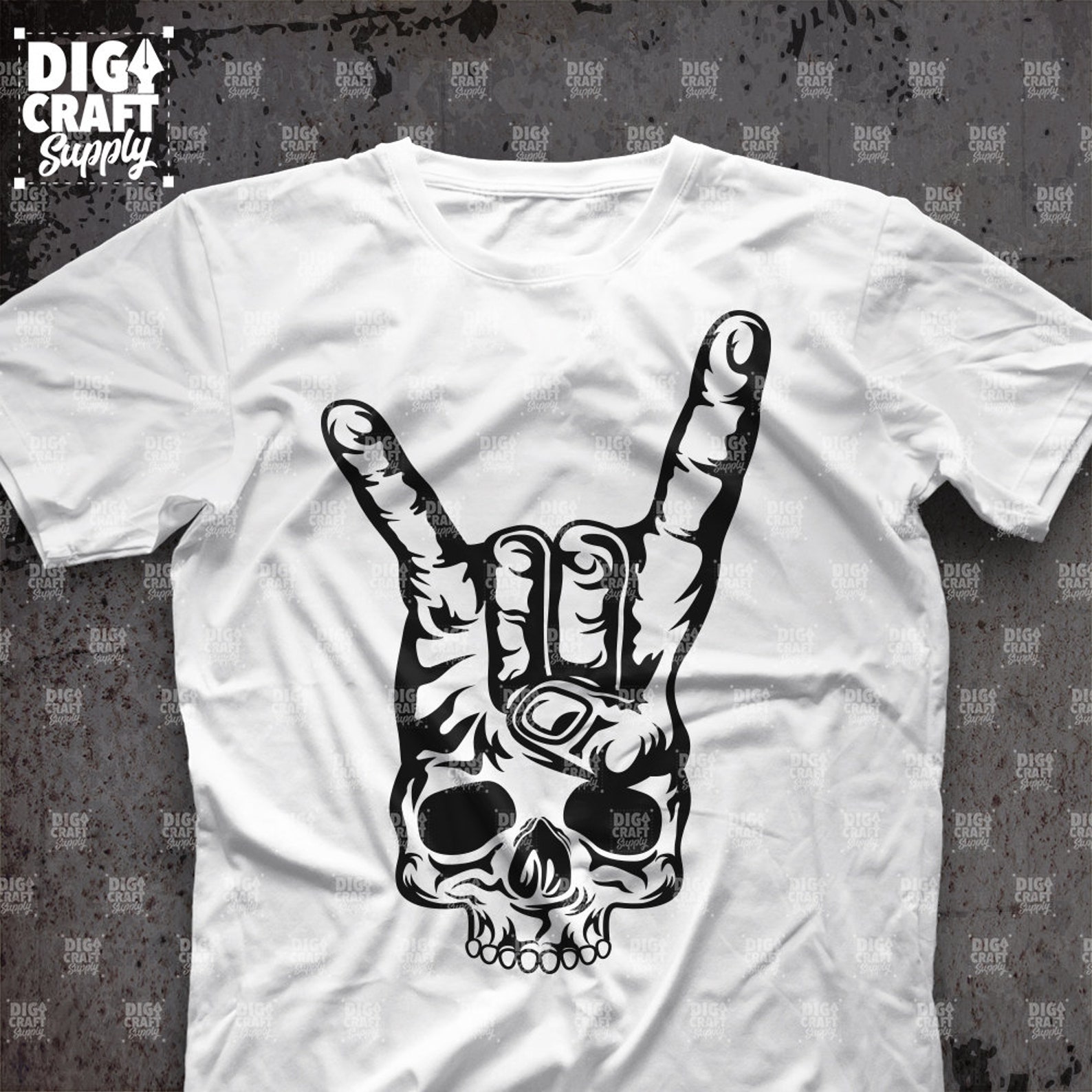 Rock Sign Hand Svg Rock Skull Svg Rock Hand Sign Skull Svg - Etsy