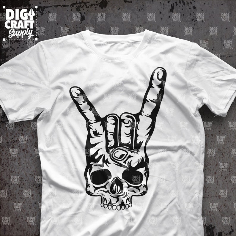 Rock Sign Hand Svg Rock Skull Svg Rock Hand Sign Skull Svg - Etsy