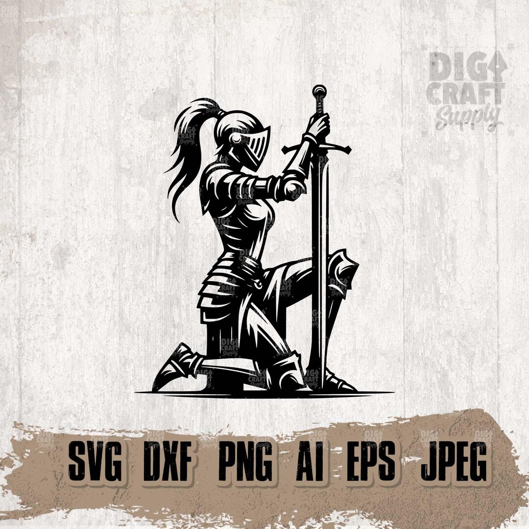 Mujer Caballero Svg | Female Knight Clipart | Lady Warrior Stencil ...