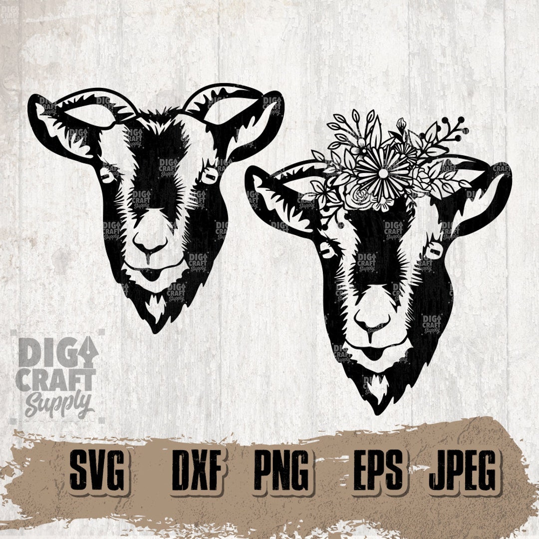 Goat Head Svg, Floral Goat Svg, Goat Clipart, Goat Cutting File, Goat ...