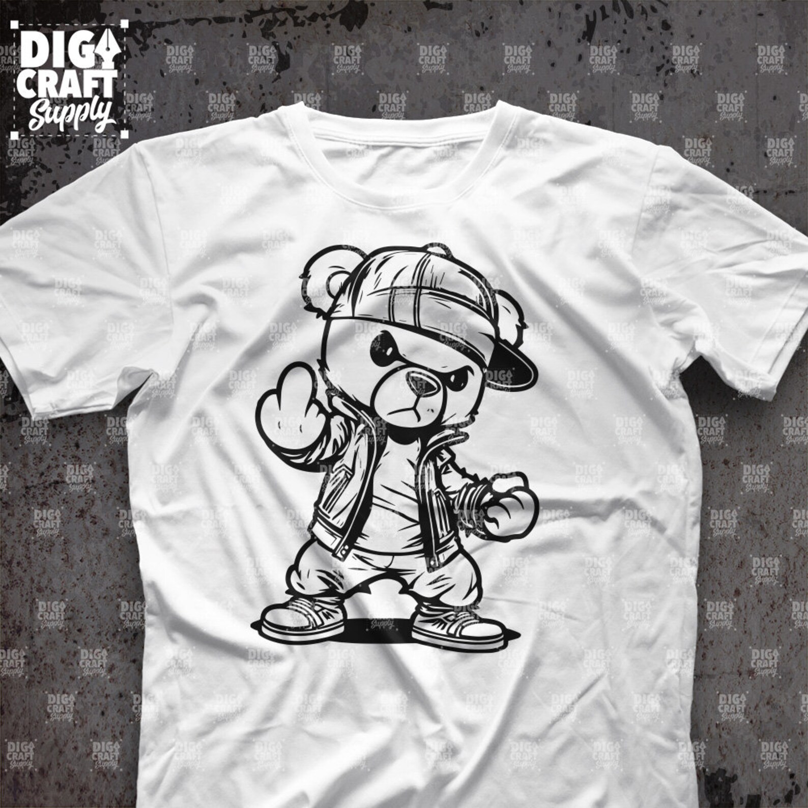 Gangster Middle Finger Teddy Svg | Hipster Bear Cutfile | Hippie ...