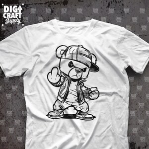 Gangster Middle Finger Teddy Svg Hipster Bear Cutfile Hippie Grizzly ...