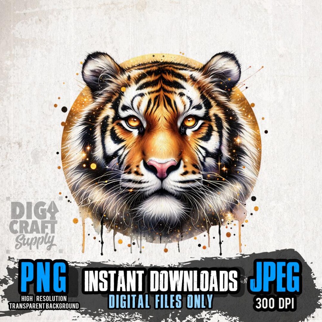 Tiger With Dripping PNG Files for Sublimation | Tiger Head Printable ...