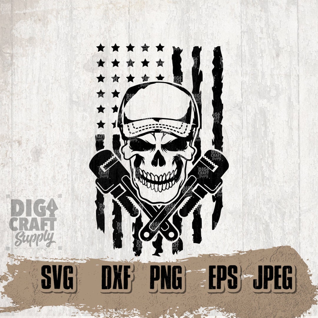 US Plumber Skull Svg, Plumber Svg, Plumber Dad Svg, Plumber Monogram ...