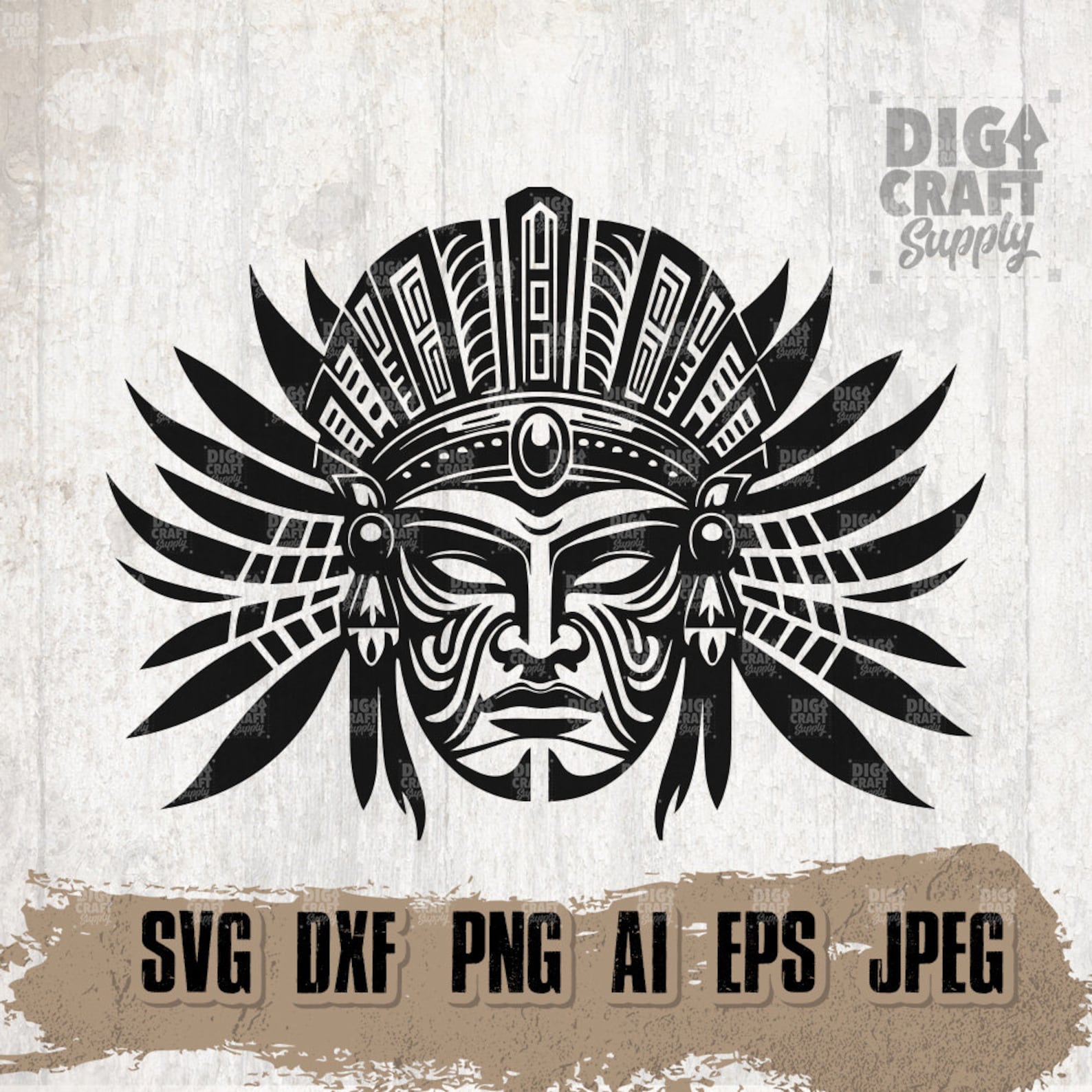 Aztec Mask Svg, Indian Tribal Clipart, Luau Beach Stencil, Ancient ...