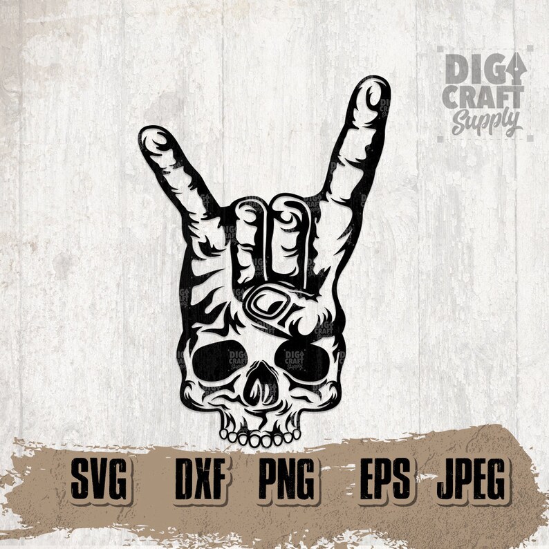 Rock Sign Hand Svg Rock Skull Svg Rock Hand Sign Skull Svg - Etsy Canada