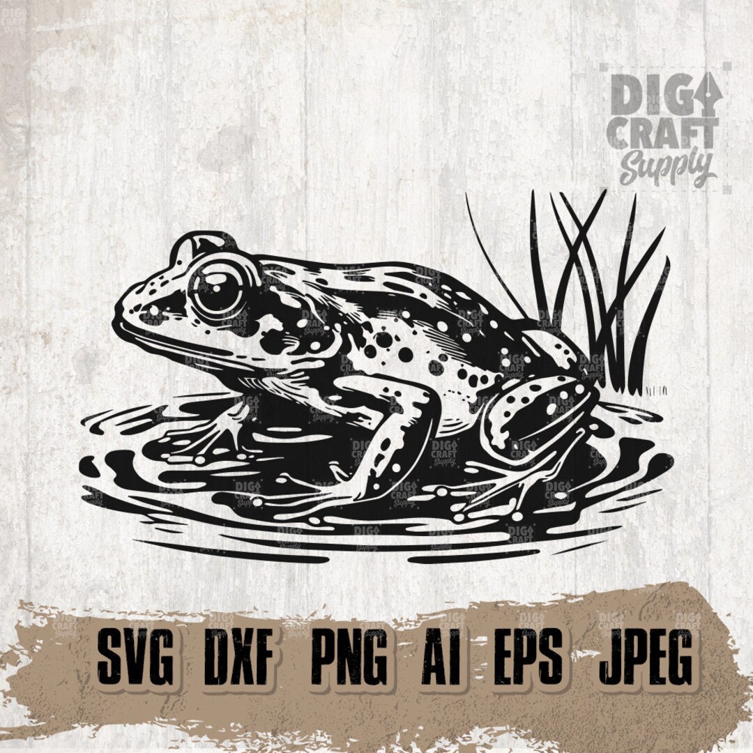 Frog Svg, Swamp Animal Clipart, Cute Todpole Stencil, Funny Reptile Dxf ...