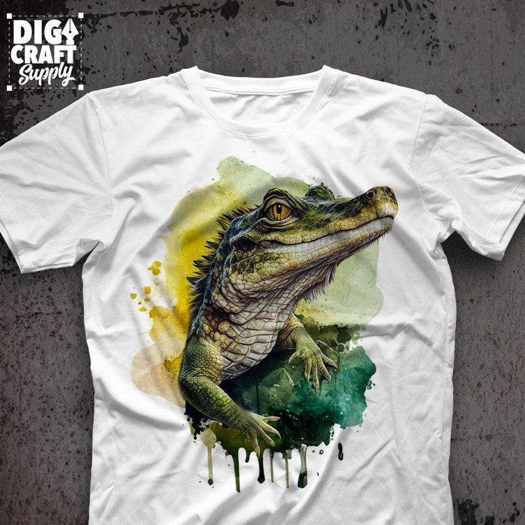 Watercolor Crocodile PNG Files for Sublimation, Swamp Animal Printable ...