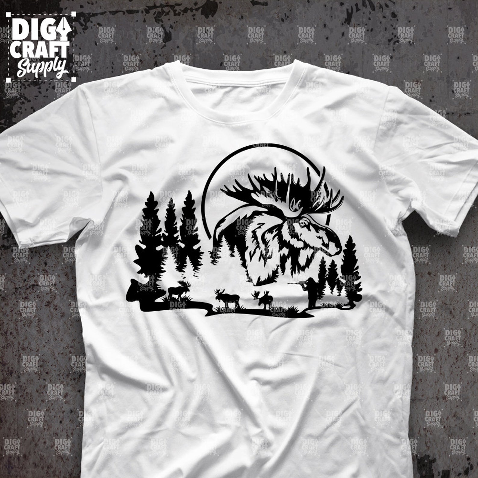 Moose Hunting Scene Svg, Moose Svg, Moose Clipart, Moose Cutfile ...