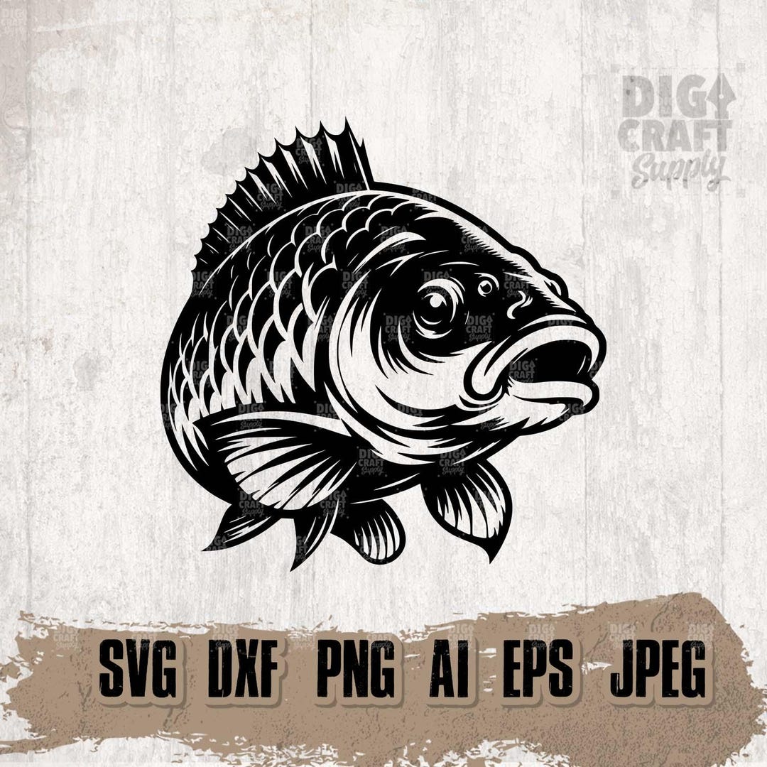 Carp Svg | Aquatic Animal Clipart | Fresh Water Fish Stencil | River ...