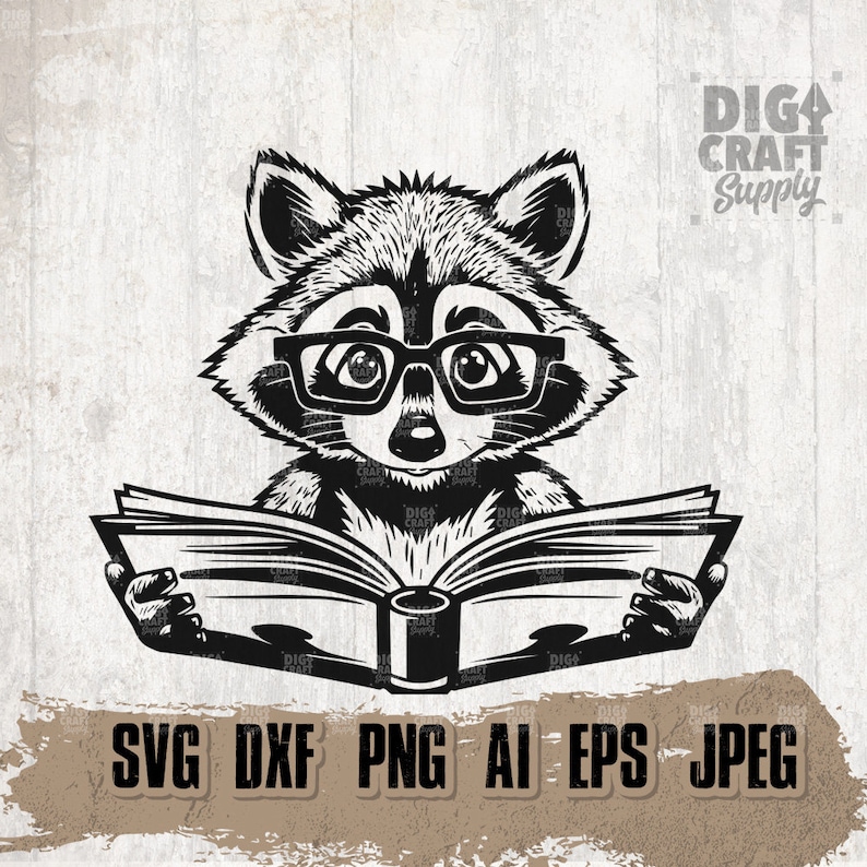 Raccoon Reading Book Svg Woodland Animal Stencil Funny - Etsy