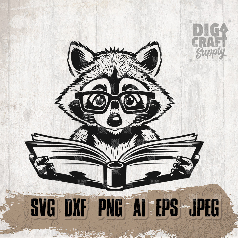 Raccoon Reading Book Svg Woodland Animal Stencil Funny - Etsy Canada