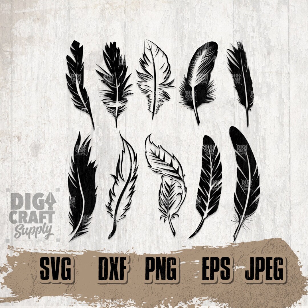 10 Feather Bundle Svg, Feather Svg, Bundle Svg, Feather Clipart ...