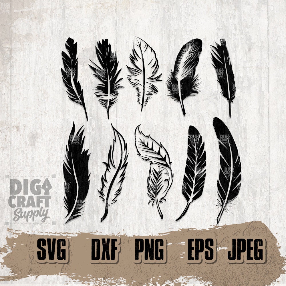 10 Feather Bundle Svg, Feather Svg, Bundle Svg, Feather Clipart ...