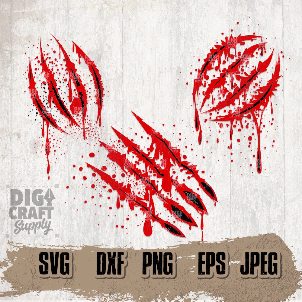 Claw Scratches Blood Splatters Svg, Claw Scratches Svg, Claw Clipart ...