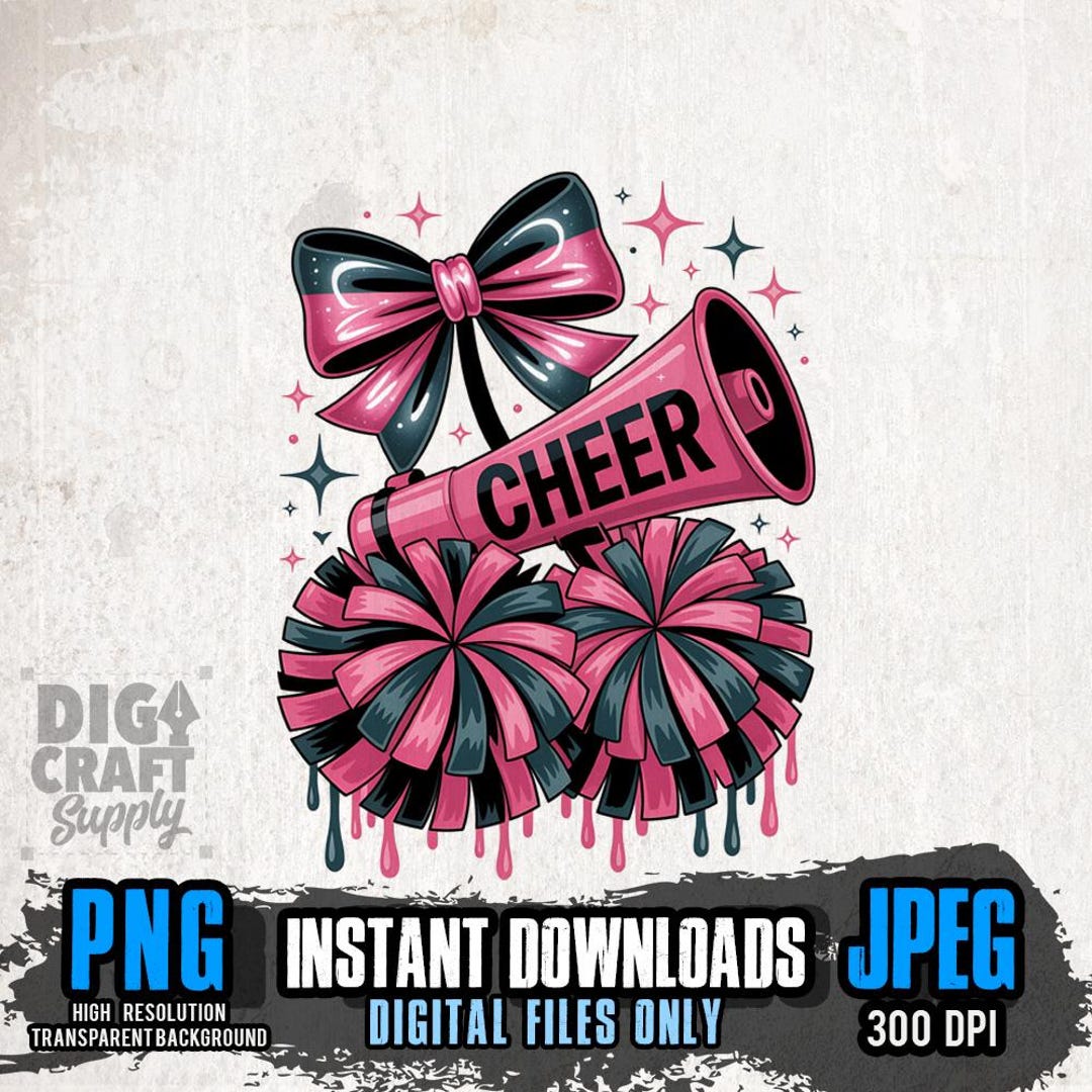Cheer Png | Cheer Leader Clipart | Cheering Stencil | Pompoms Cutfile ...