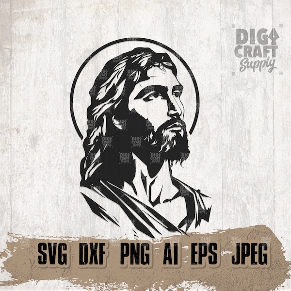 Jesus Christ | Stencil, Outline, SVG, Vector Cut File for Printing ...