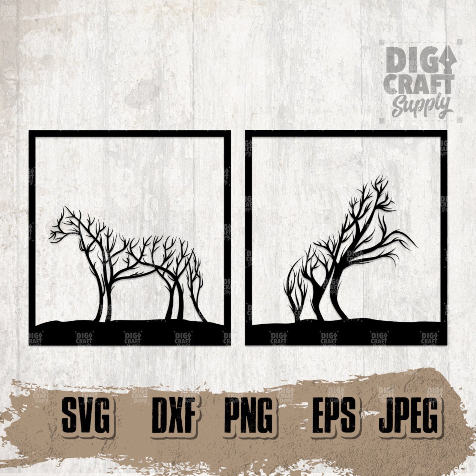 Horse Tree Branches Svg Horse Stencil Horse Silhouette - Etsy