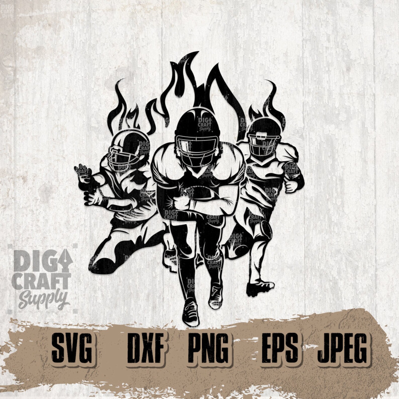 Flaming Football Players Svg, Football Svg, Football Clipart, Football ...